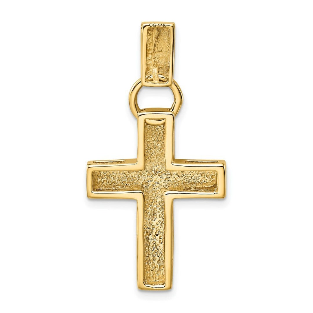 14K Yellow Gold Hollow Cross Pendant 42mm Length - Etsy