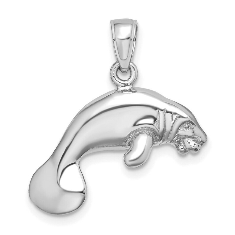 14K Yellow Gold 3-D Polished Swimming Manatee Charm Pendant - Etsy