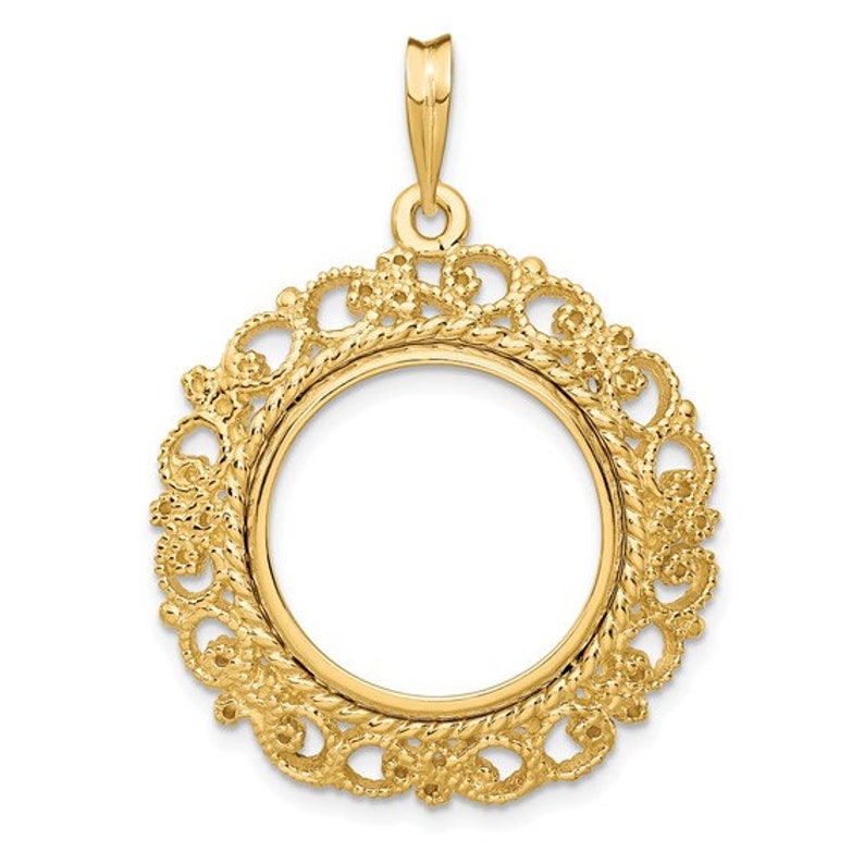 Gold Coin Pendant Bezel Mounting Victorian Lace Border | Etsy