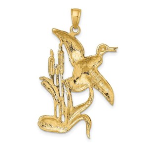 14K Yellow Gold 2-D Duck Flying From Willow Charm Pendant - Etsy