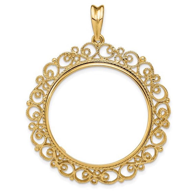Gold Coin Pendant Bezel Mounting Victorian Lace Border - Etsy
