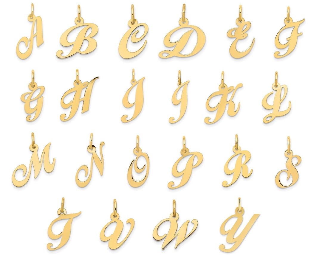 Letter Initial Charm or Pendant in Small Fancy Script Style - Etsy