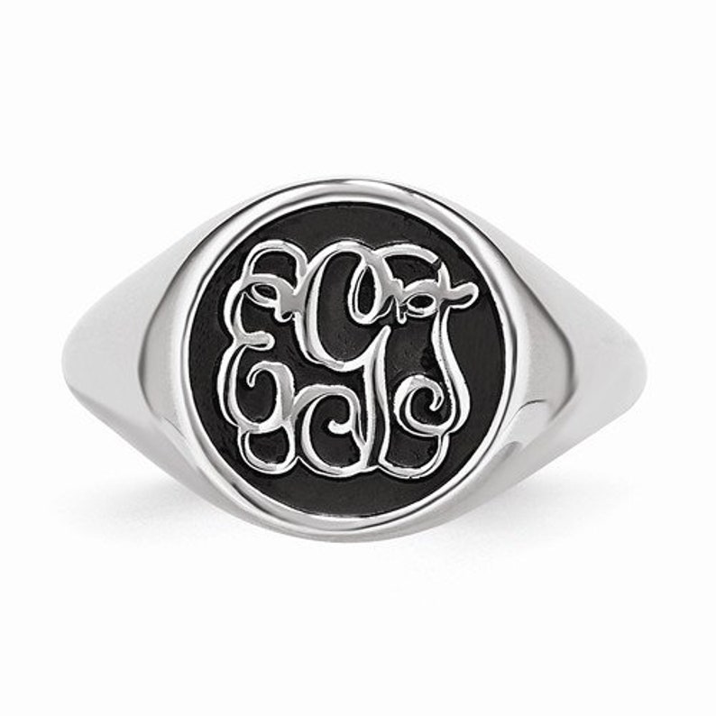 Ladies or Mens Monogram Three Initial Custom Ring in Solid - Etsy