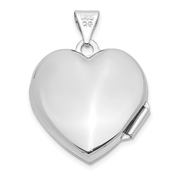 14 K White Gold Heart Locket Necklace - Etsy