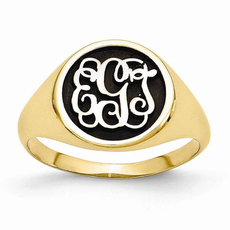 Ladies or Mens Monogram Three Initial Custom Ring in Solid - Etsy