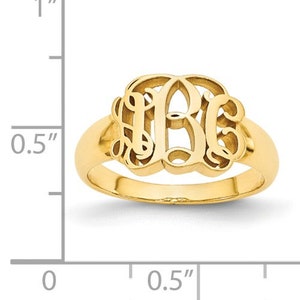 Ladies Monogram Three Initial Custom Ring in Solid 10K 14K - Etsy