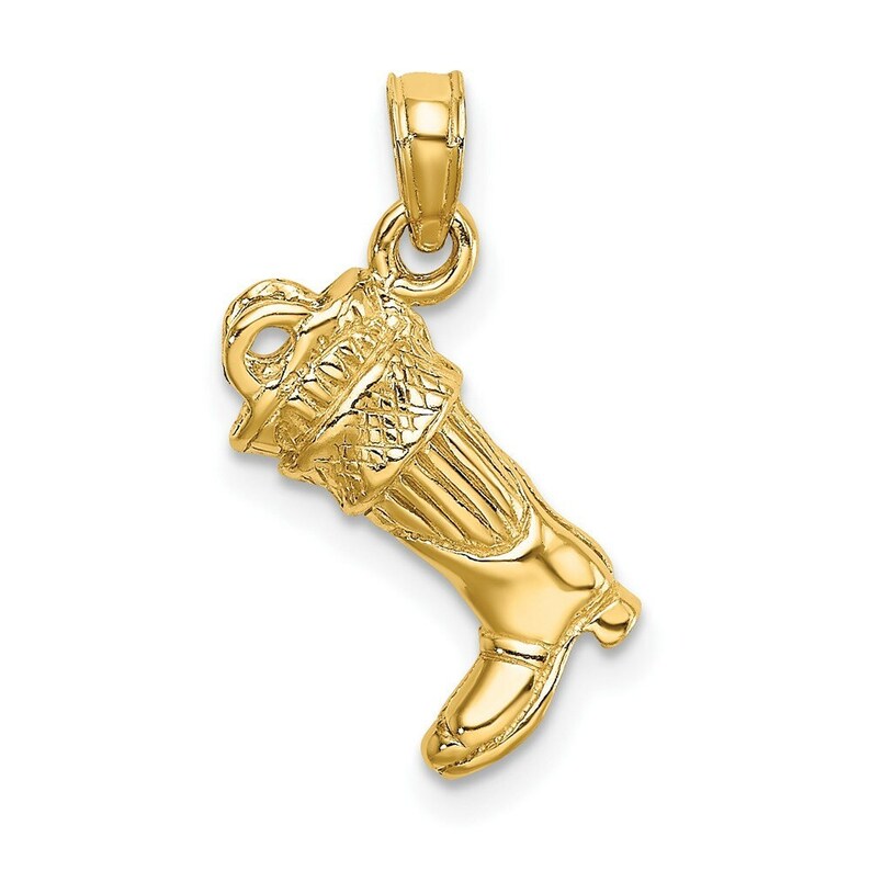 14K Yellow Gold 3-D Firefighter Boot Charm Pendant - Etsy