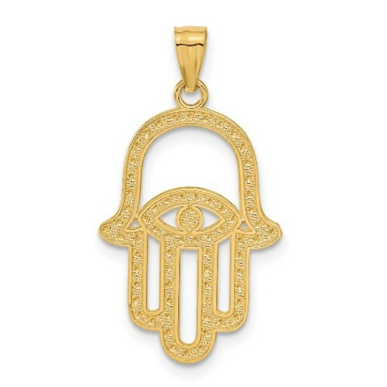 14K Yellow Gold Yellow Gold Rhodium Plated Hand of God Pendant - Etsy