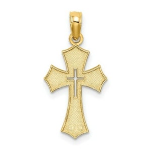 14K Yellow Gold Textured Cut-out Center Cross Charm Pendant - Etsy