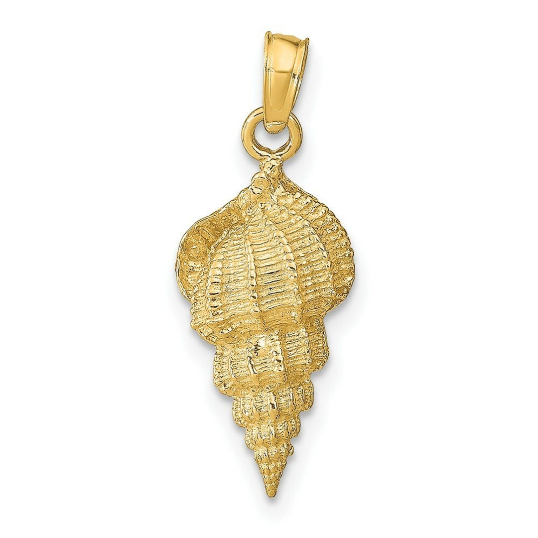 14K Yellow Gold Conch Shell Pendant - Etsy