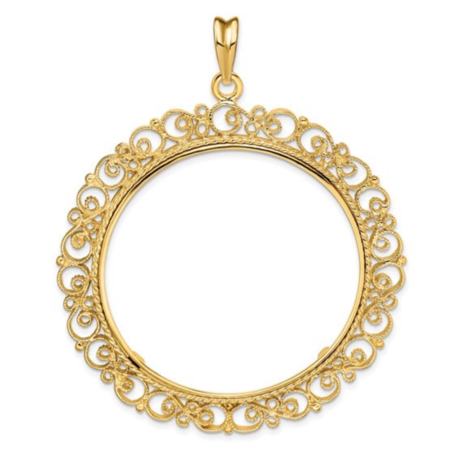 Gold Coin Pendant Bezel Mounting Victorian Lace Border | Etsy