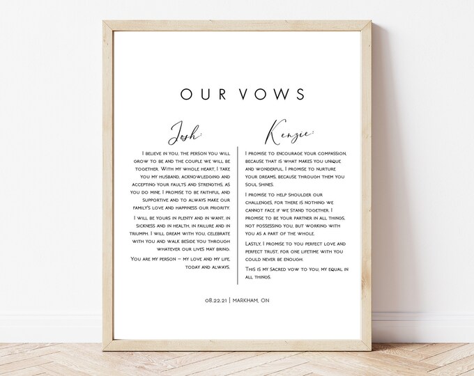 Personalized Wedding Vows | Customized Digital Downloadable Vows ...