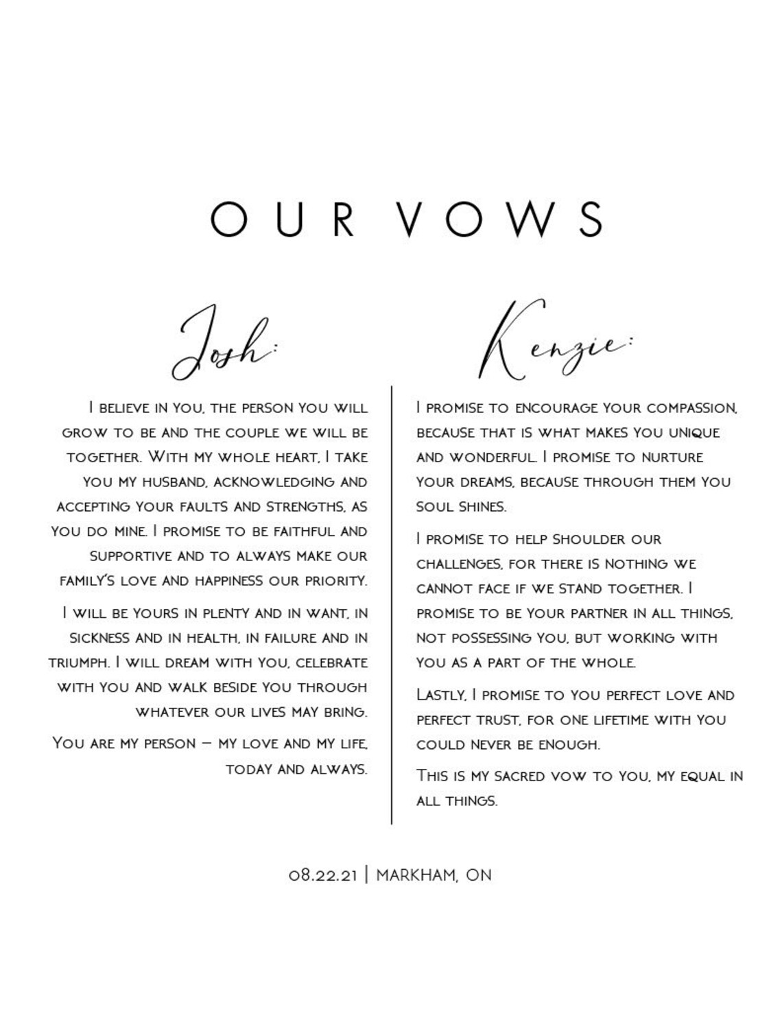 Personalized Wedding Vows Customized Digital Downloadable - Etsy