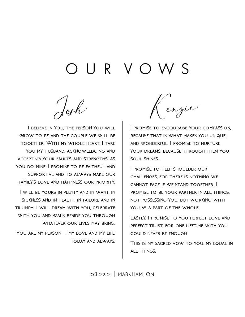 Personalized Wedding Vows | Customized Digital Downloadable Vows ...