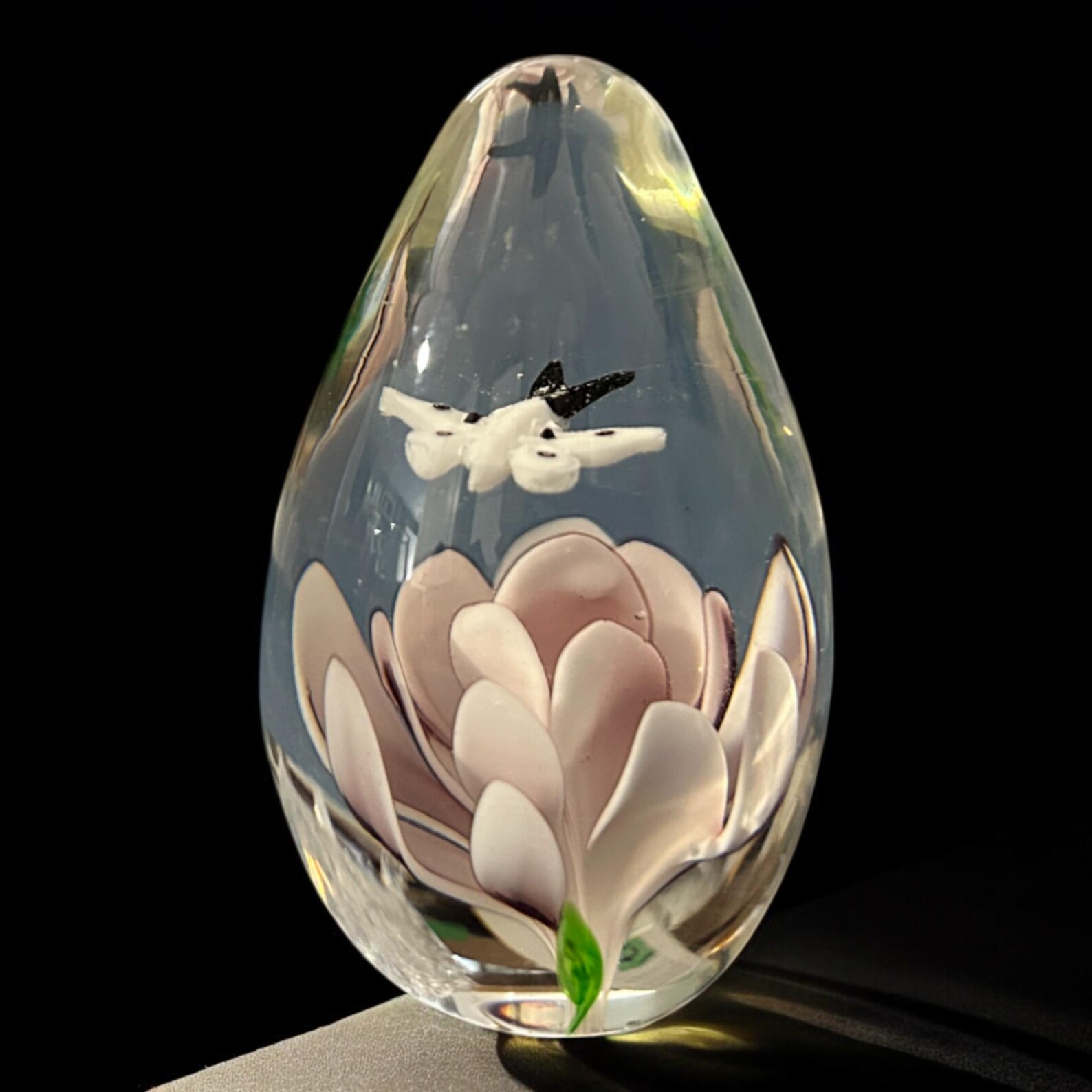 Floral Butterfly Art Glass Paperweight by SDS Seapoot USA American ...