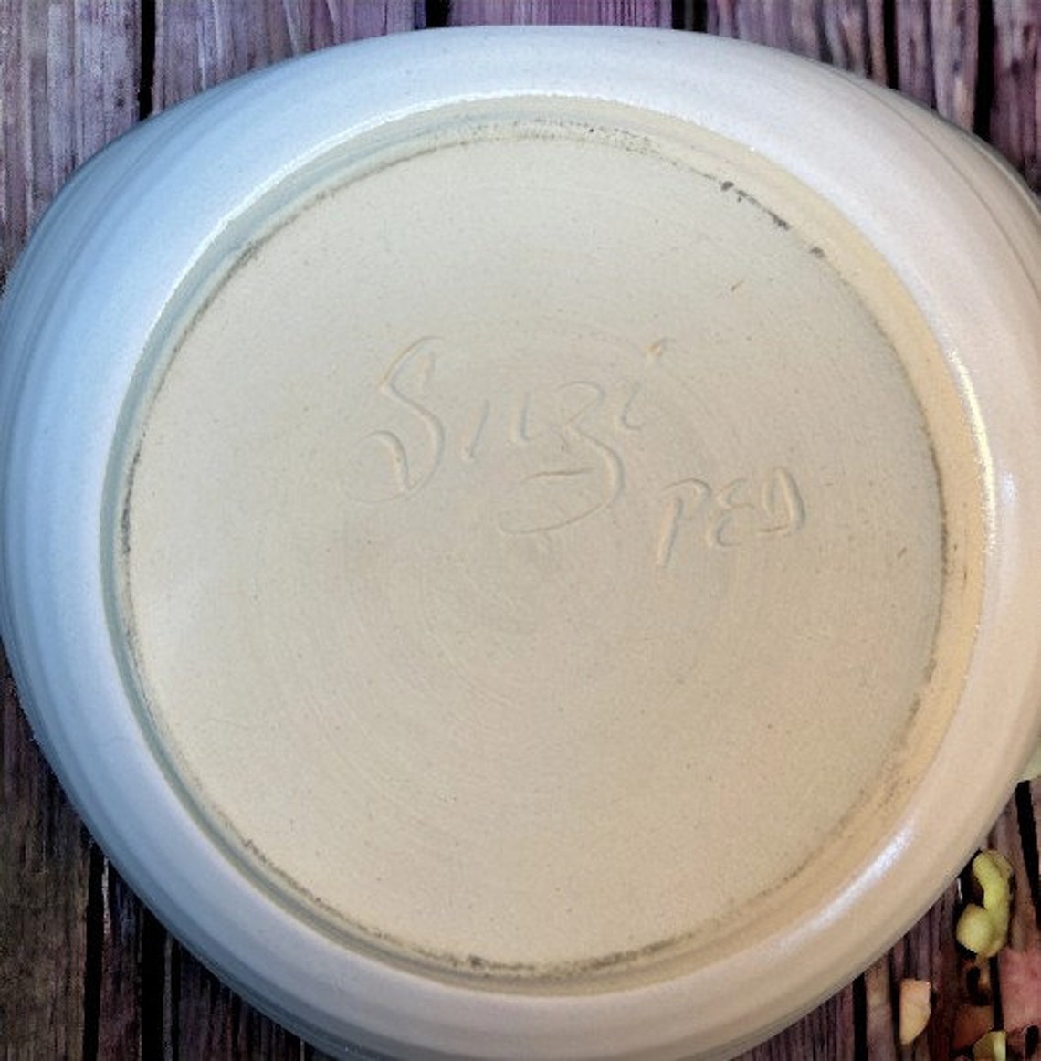 Signed Suzi Heart Shaped Pottery Art Bowl Large Hand Painted With ...