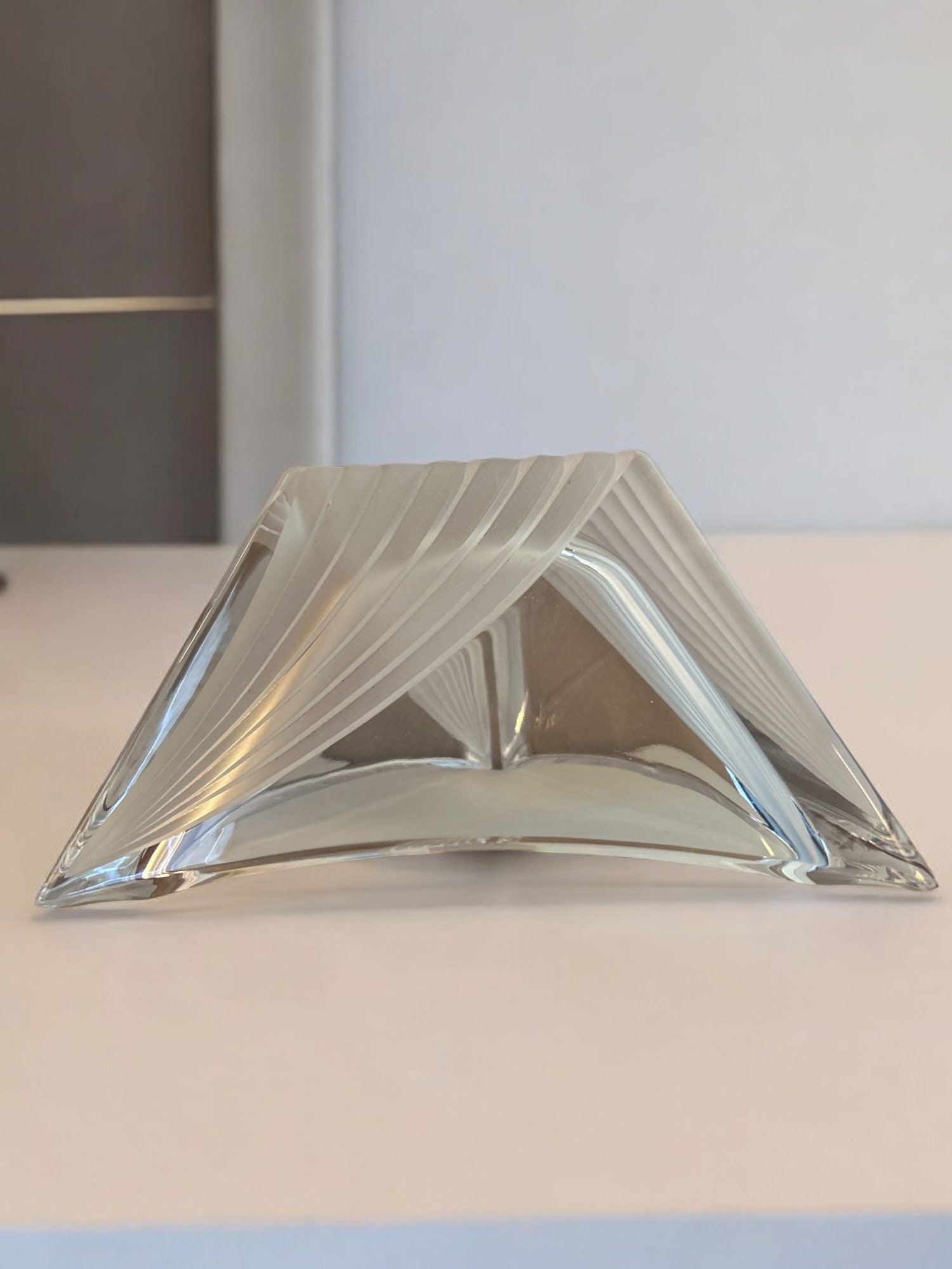 Triangle Bowl curtain Call Mikasa Cut Frosted Glass Accents Bowl Heavy ...