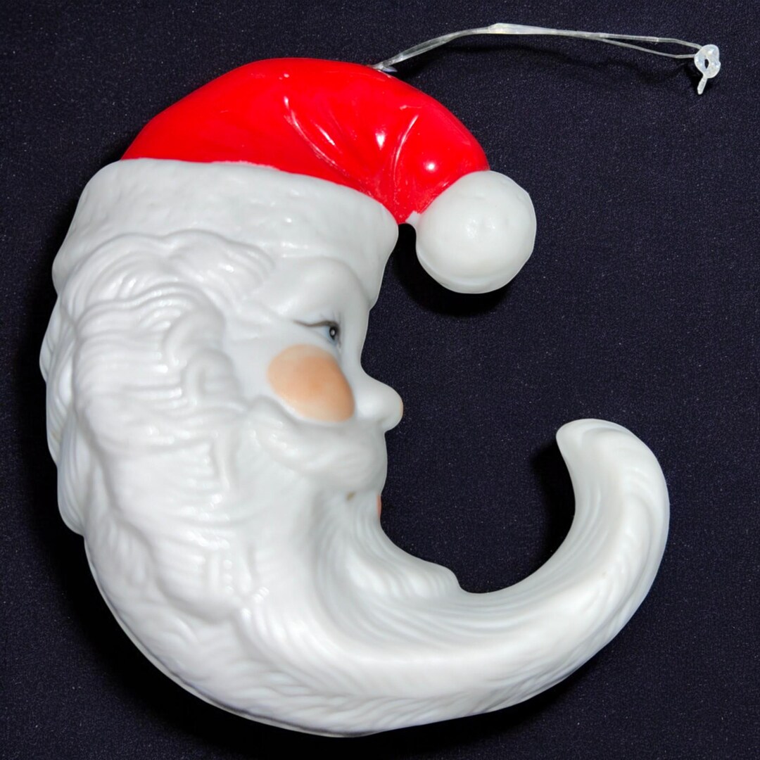 Dept. 56 Santa Moon Shaped Face Porcelain Christmas Tree Ornament Home ...