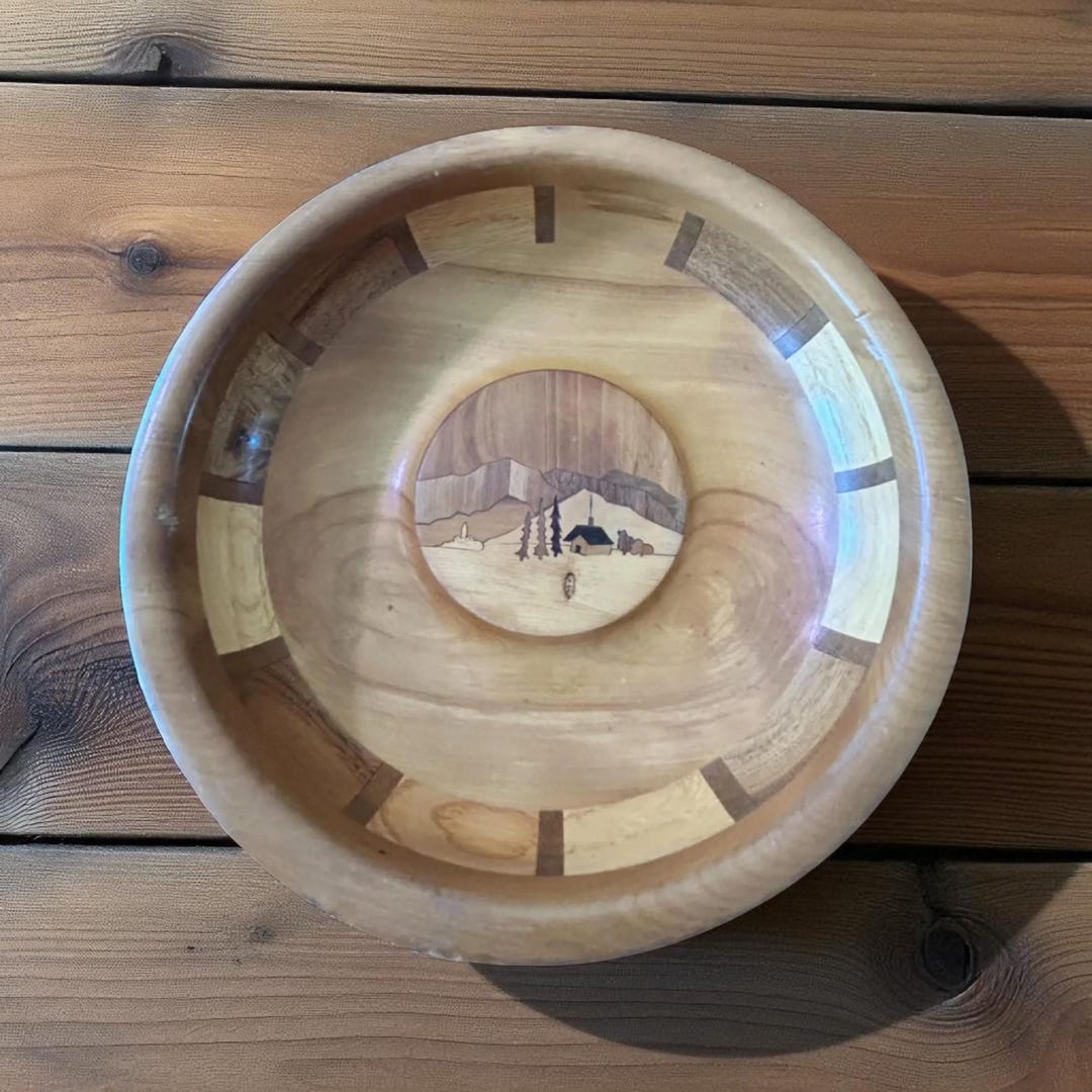Cabin in the Woods Wooden Display Dish Alberta Canada Attributed to ...