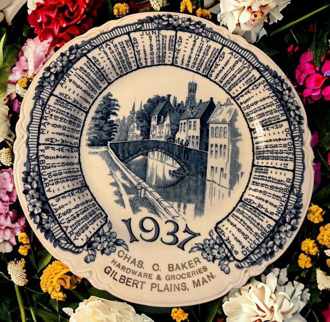 1937 Calendar Plate Wood & Sons England Enoch 1784 Ralph 1750 Chas C ...