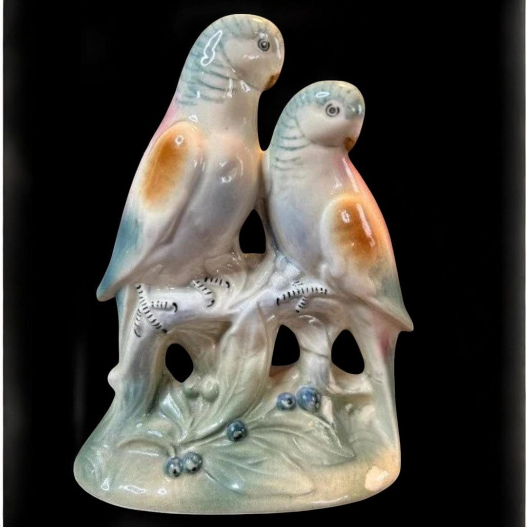 1940 Spaulding Royal Copley Wild Parakeets Figure Bird Avian Home Decor ...
