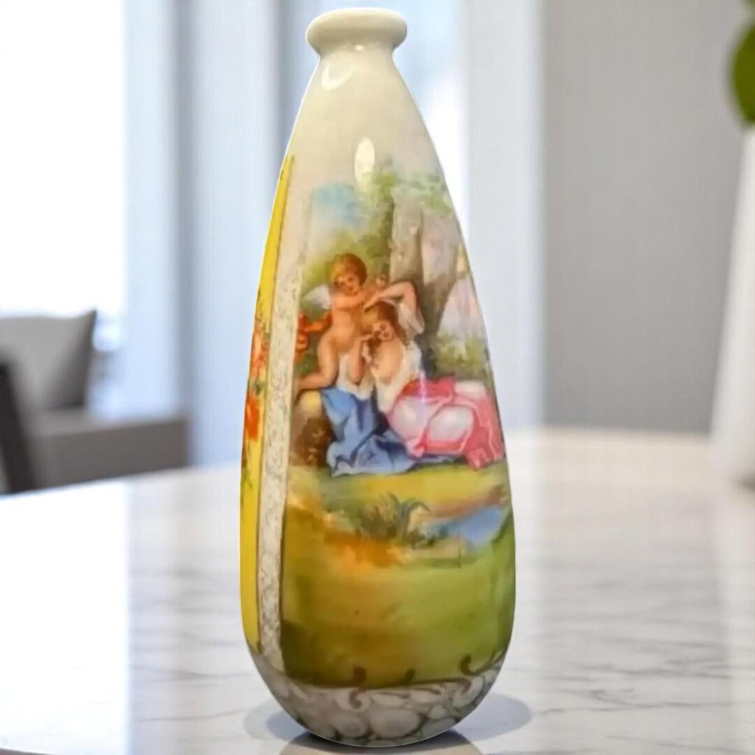 Antique Austrian Porcelain Hand Painted Classical Scene Bud Vase 6.5 ...