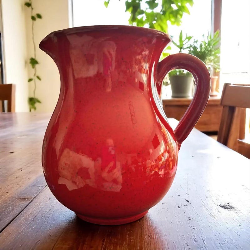 Red Ceramic Pitcher - Etsy