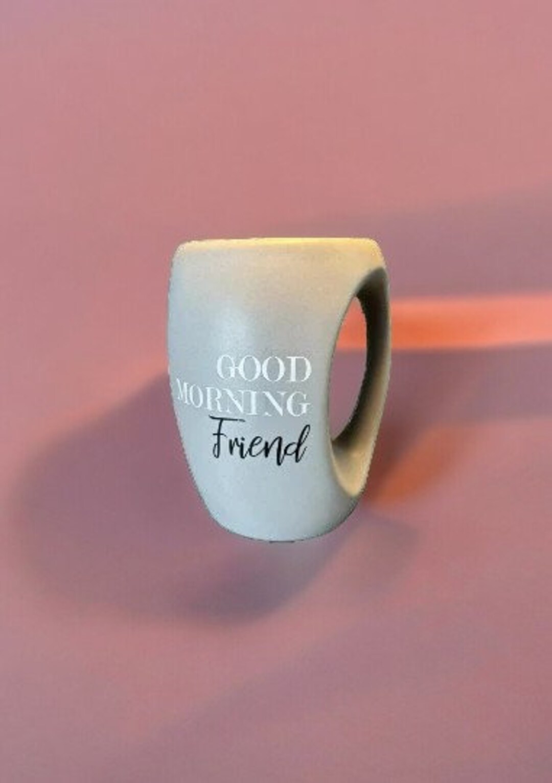 Good Morning Friend Gray Huggable Hand Warming 16 Oz Coffee Cup Mug ...