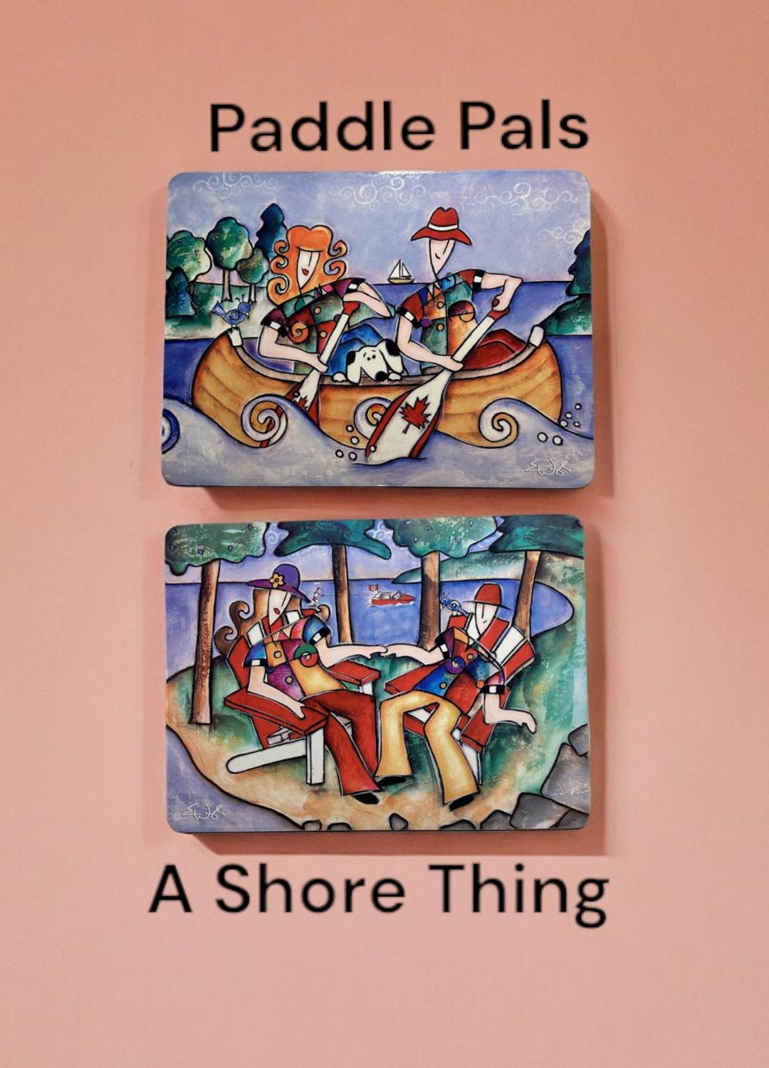 Pop Artist Eric Waugh 'paddle Pals' 'A Shore Thing' Pop Fusion Colorful ...