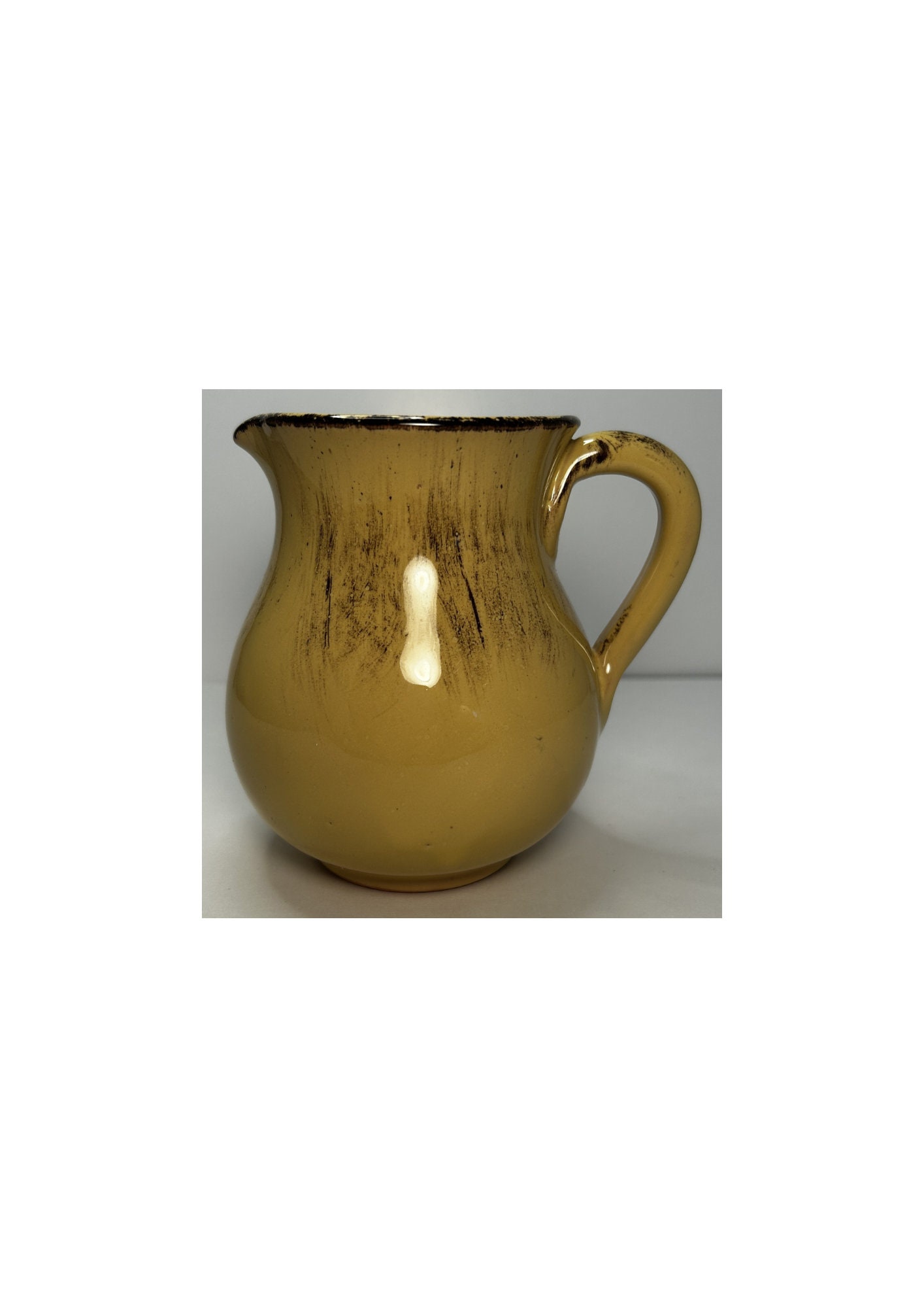 Italian Ceramic Water Pitcher Mustard Yellow With Brown Highlights - Etsy