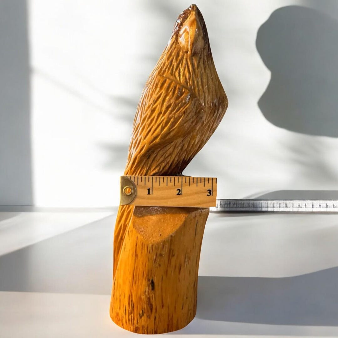 Primitive Hand Carved Wooden Parrot Bird Figure Heavy Large Home Decor Collectable Unmarked ...