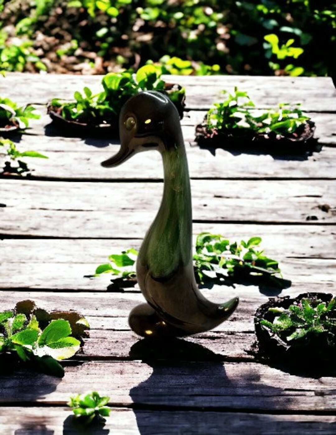 BMP Blue Mountain Pottery Xlarge 11 Funny Duck Green Drip Glaze ...