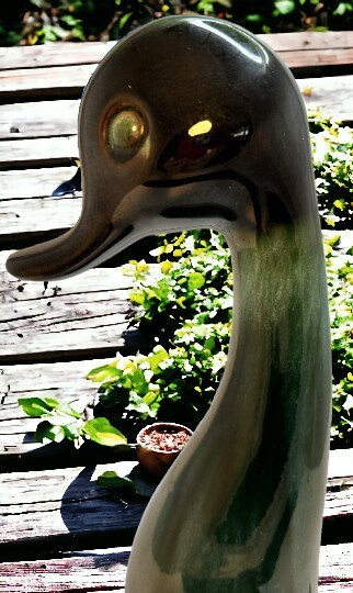 BMP Blue Mountain Pottery Xlarge 11 Funny Duck Green Drip Glaze ...