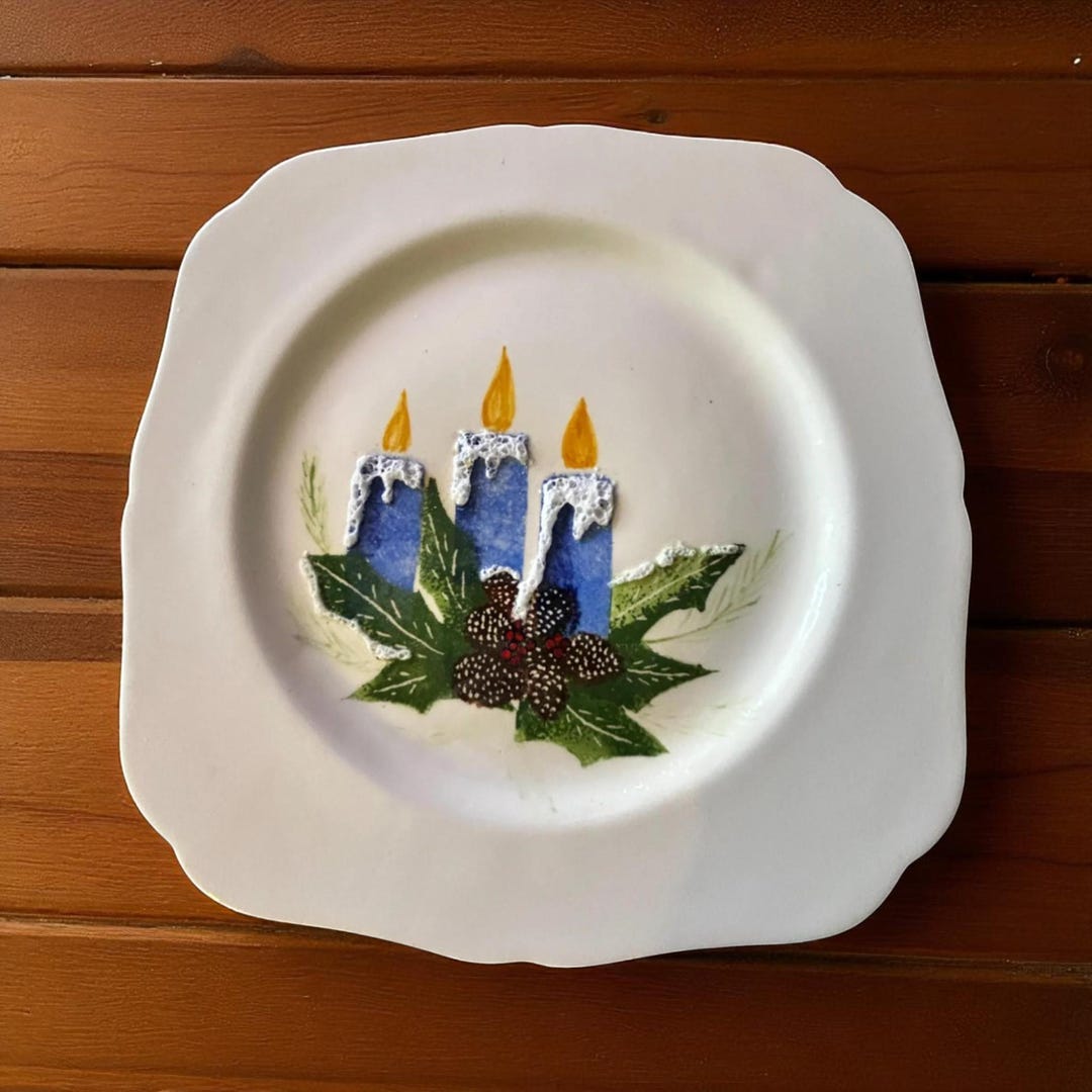 Hand Made Painted 3D Ceramic Christmas Plate Decor by Artist B ...