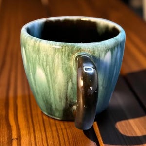 Rare 1970s BMP Blue Mountain Pottery Small Coffee Mug Green Drip Glaze ...