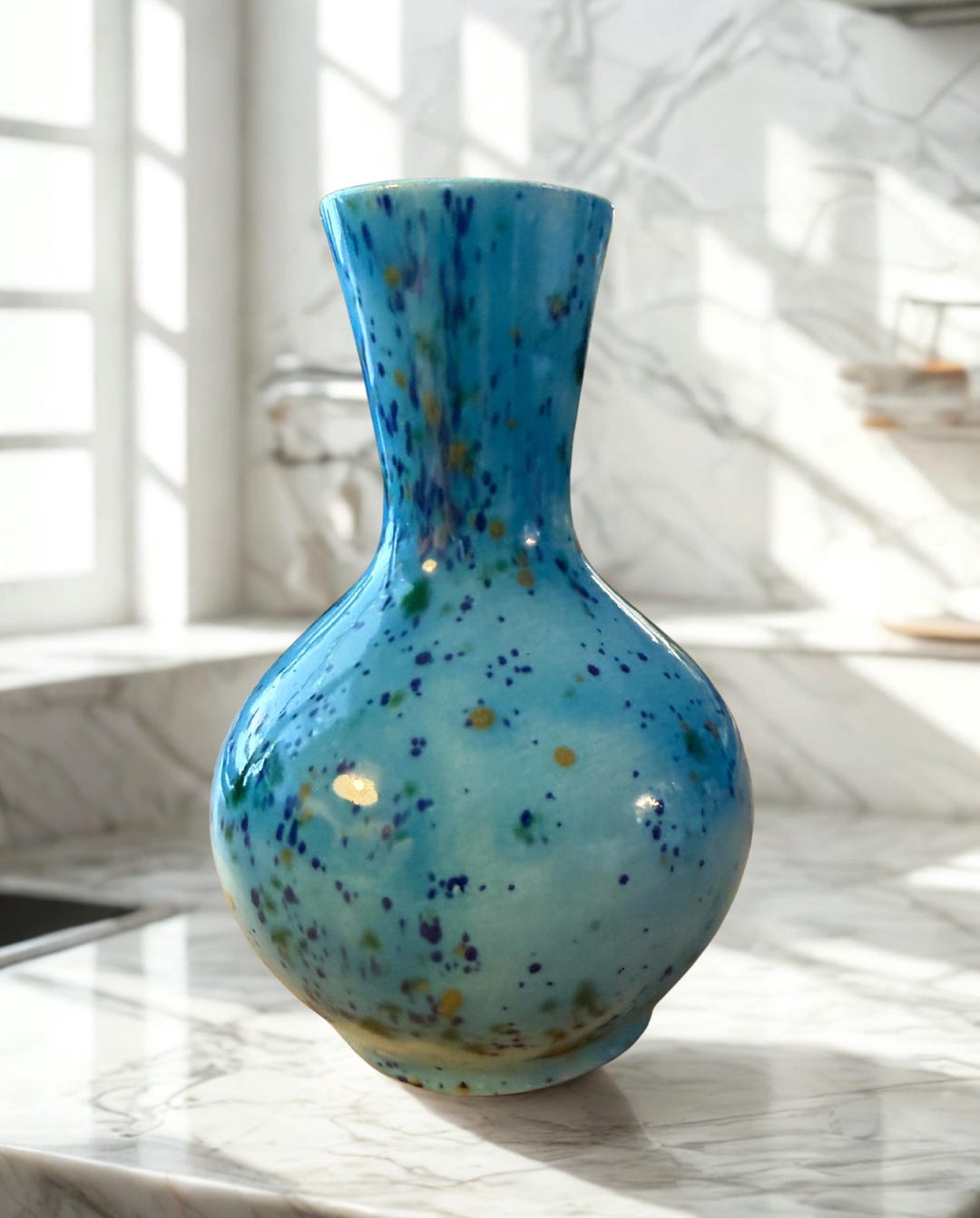 Robin Egg Blue Crystalline Effect Bud Vase Home Decor Collectable ...