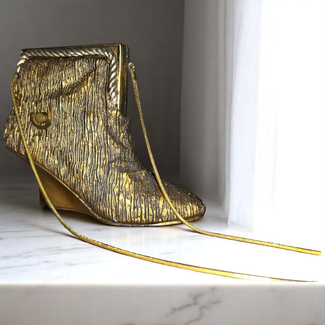 1930s Era Antique Metal Music Box in the Shape of a Woman's Boot ...