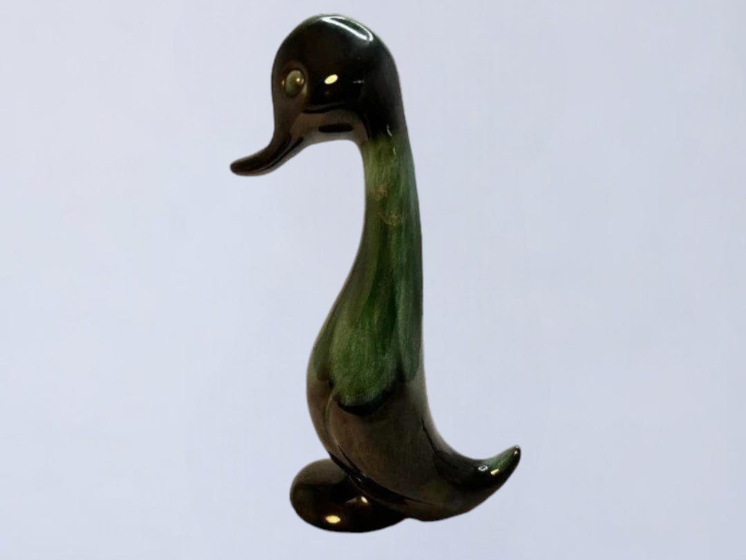 BMP Blue Mountain Pottery Xlarge 11 Funny Duck Green Drip Glaze ...