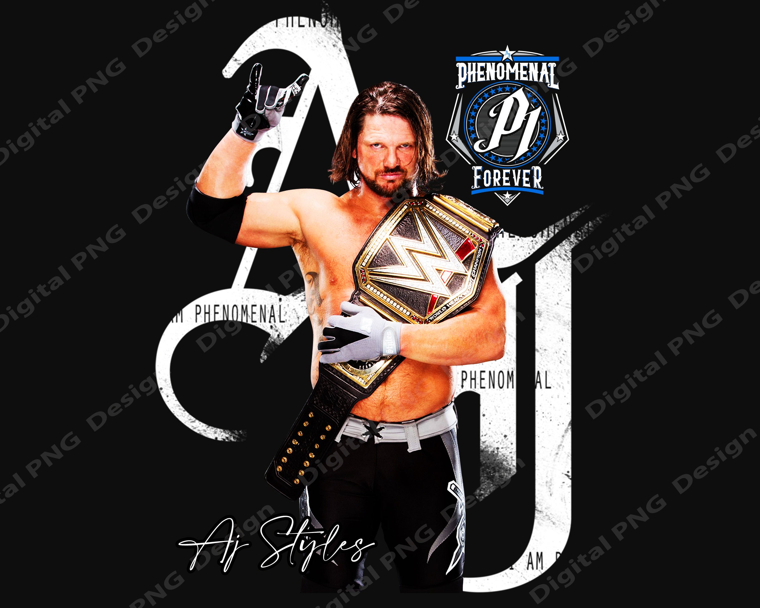AJ STYLES WWE Png , Instant Download, Digital Files Png - Etsy