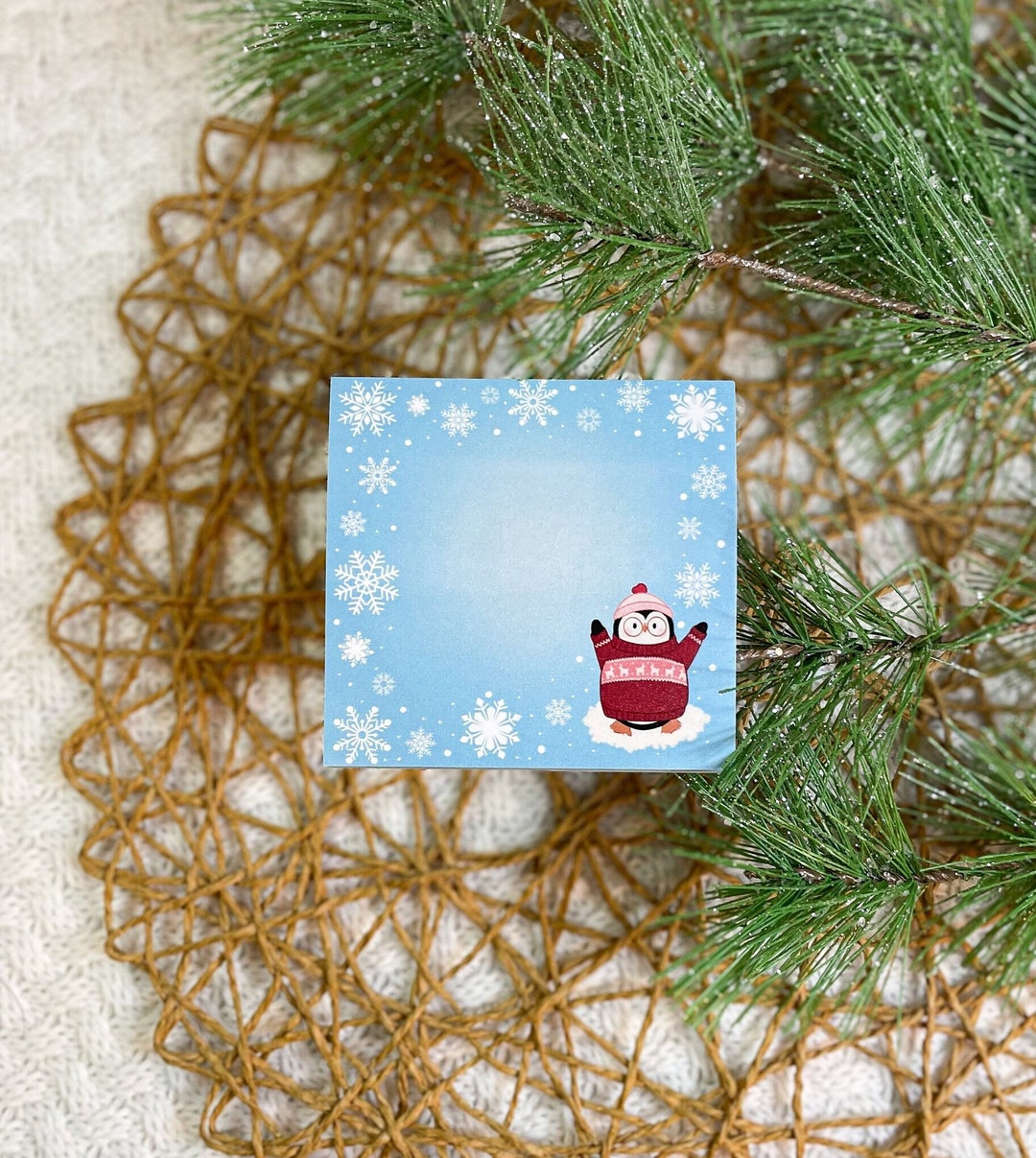 Snow Days Penguin Sticky Note, 3x3 Sticky Note Pad, Blue Penguin and ...
