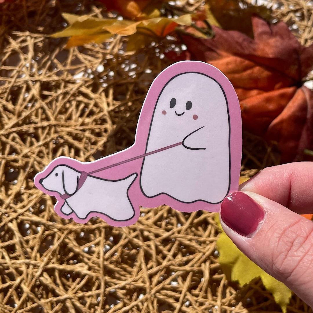 Ghost Walking Ghost Dog, Ghost Stickers, Dog Ghost, Cute Ghost Stickers ...