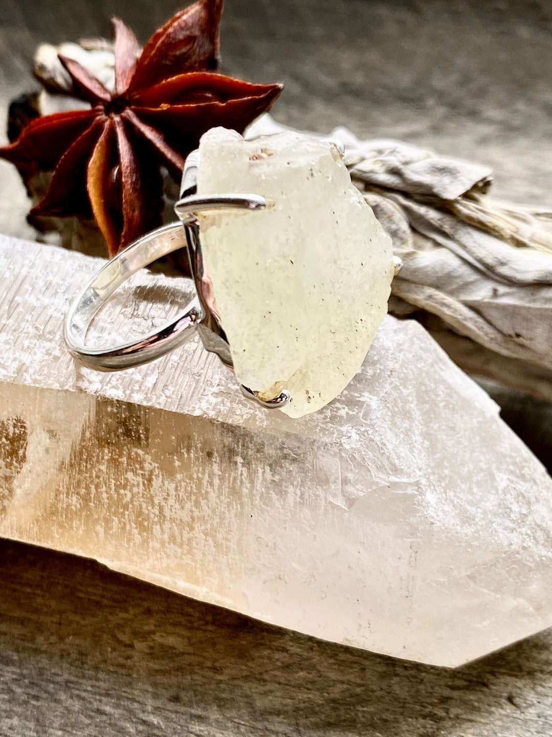 Rare Libyan Desert Glass 925 Silver Handmade Rings- Crystal Healing ...