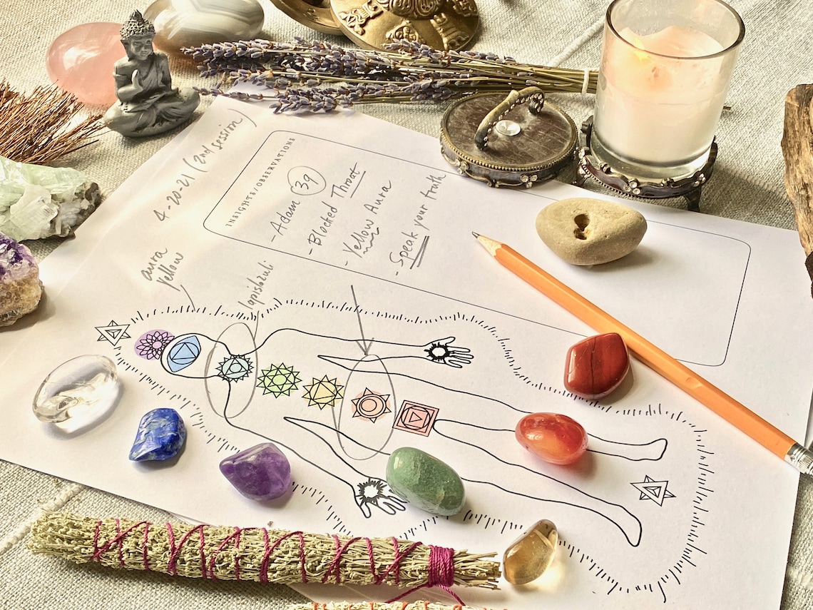 Man Distance Reiki Chakra Healing Board Printable Template - Crystal ...