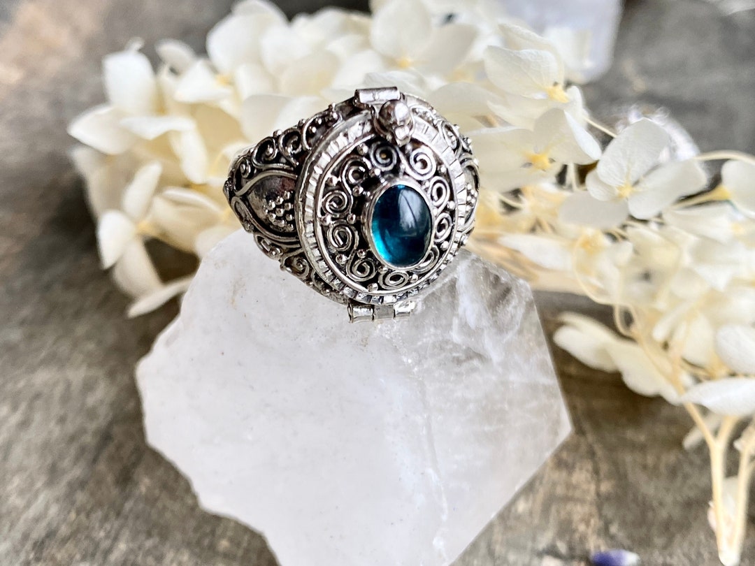 Gemstone Locket Poison 925 Silver Handmade Ring Crystal Healing ...