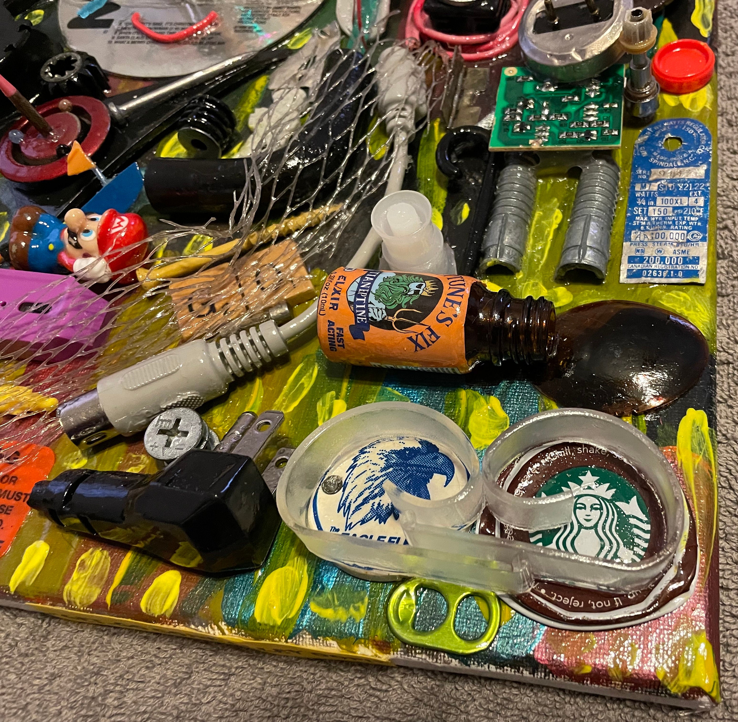 Upcycled Found Object Collage Art, 3D Assemblage Canvas (16x12”) - Etsy