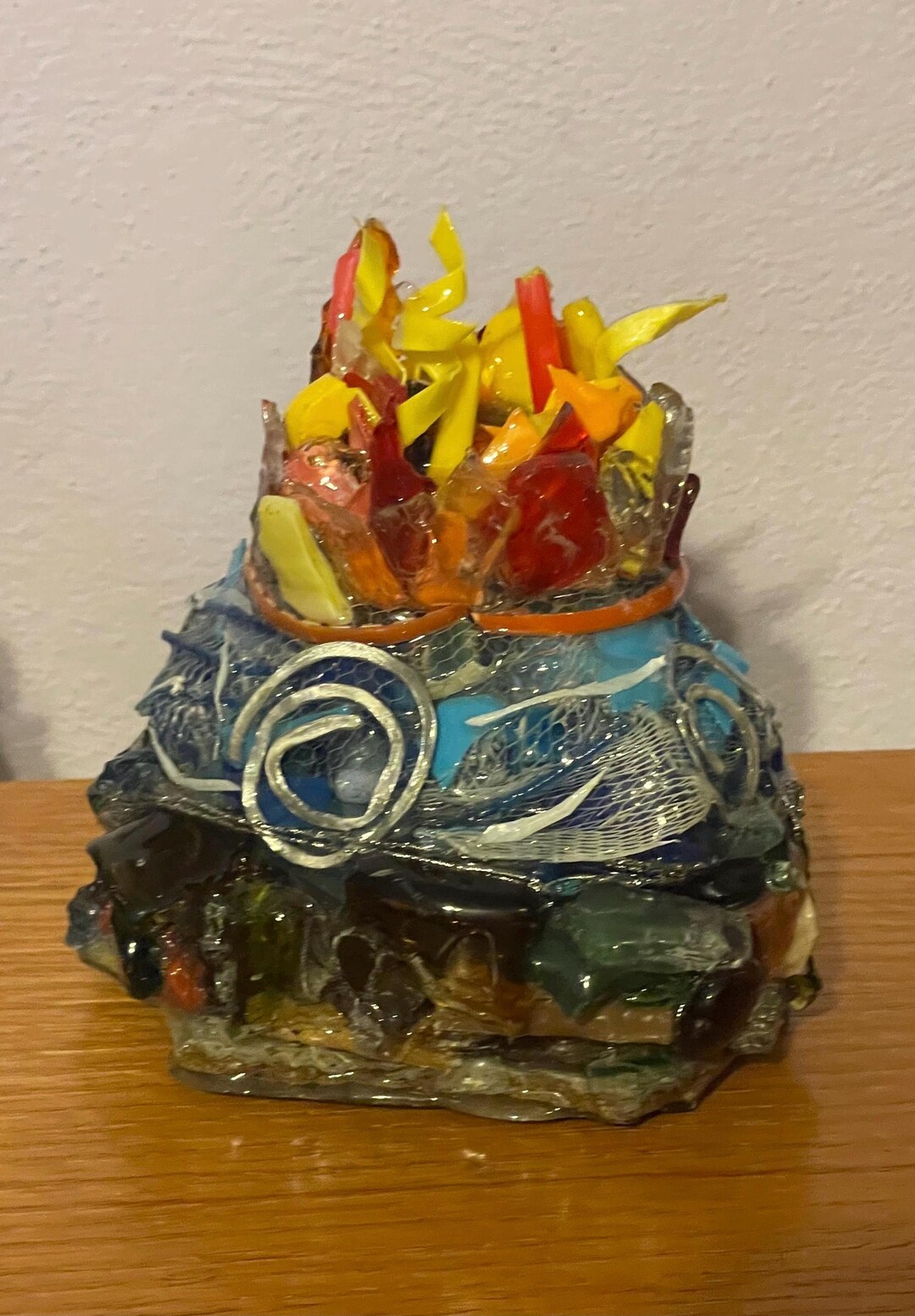Upcycled Glass Resin Art Paperweight: Entitled Earth, Wind and Fire ...