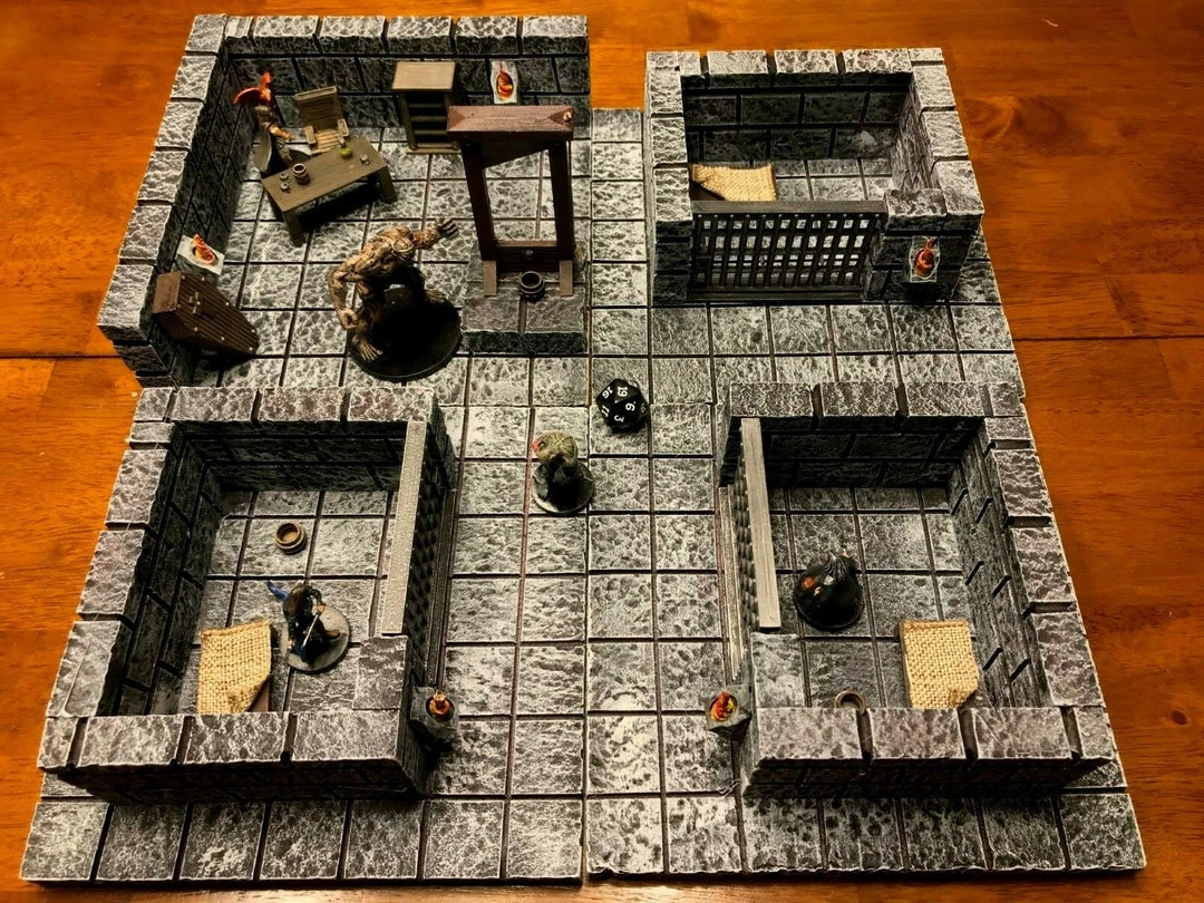 Big Dungeon Prison Set Terrain 28mm Dungeons & Dragons Pathfinder Jail ...