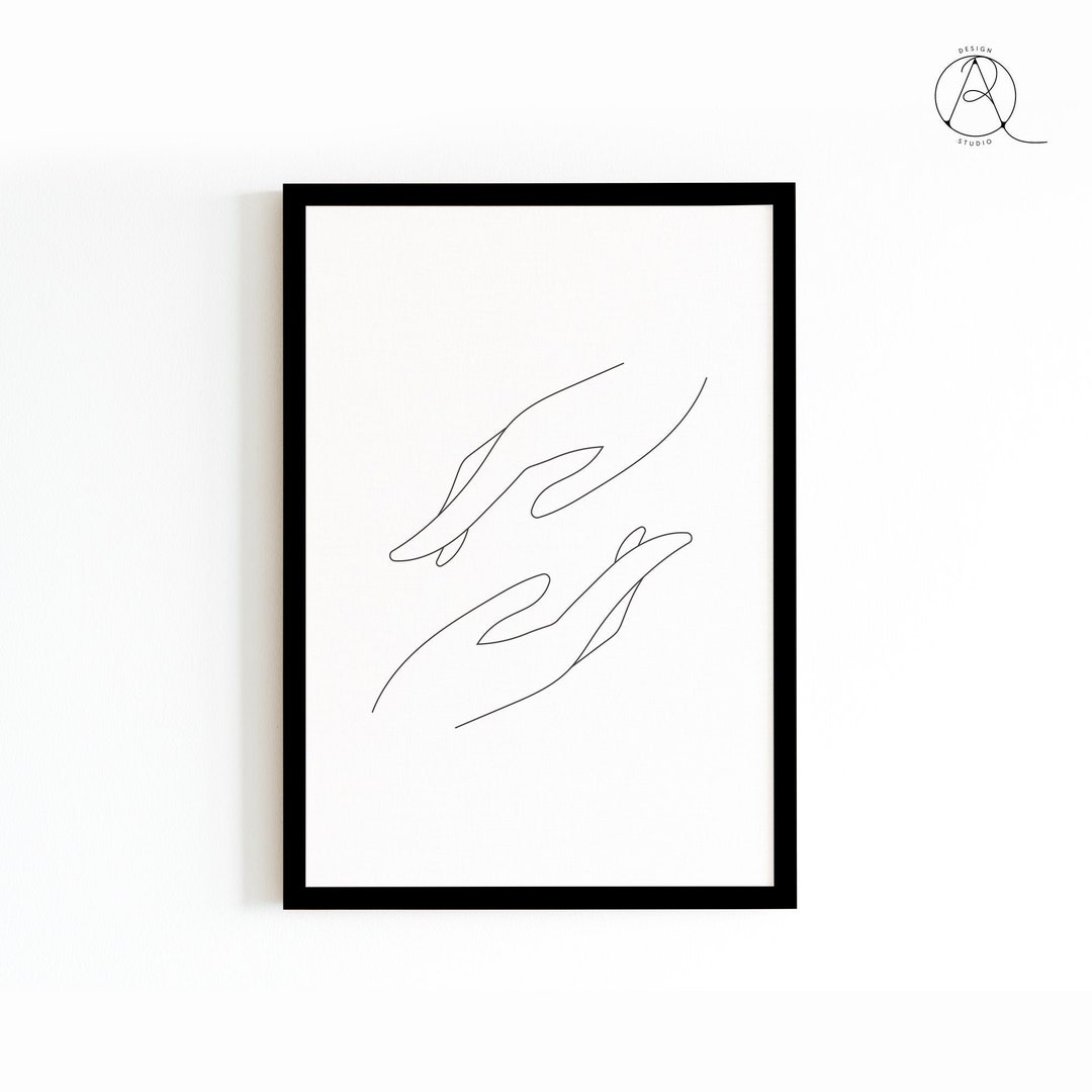 INSTANT DOWNLOAD: Minimalist Black & White Hands Printable, Line ...