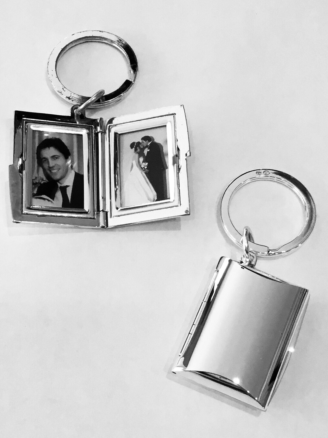 Silver Locket Keepsake Key Ring Holds 2 Photos Personalized Free ...