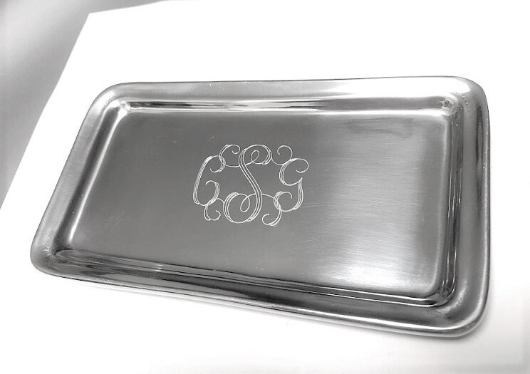 Classic Tray Small Rectangular Brilliant Polished Silver Metal - Etsy